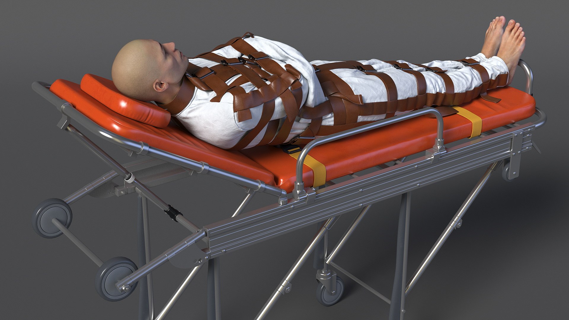 Patient In Straitjacket On Hospital Stretcher 3D Model - TurboSquid 2292416