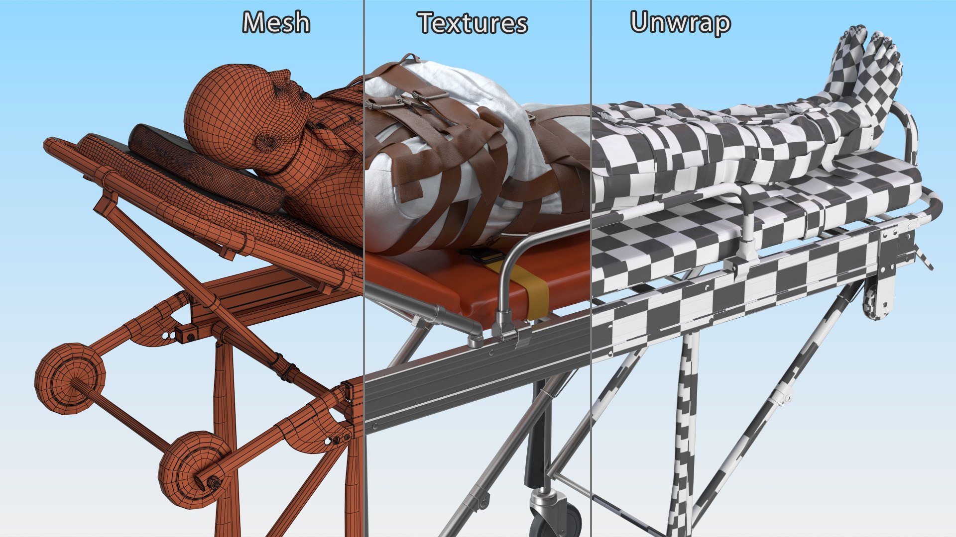 Patient In Straitjacket On Hospital Stretcher 3D Model - TurboSquid 2292416
