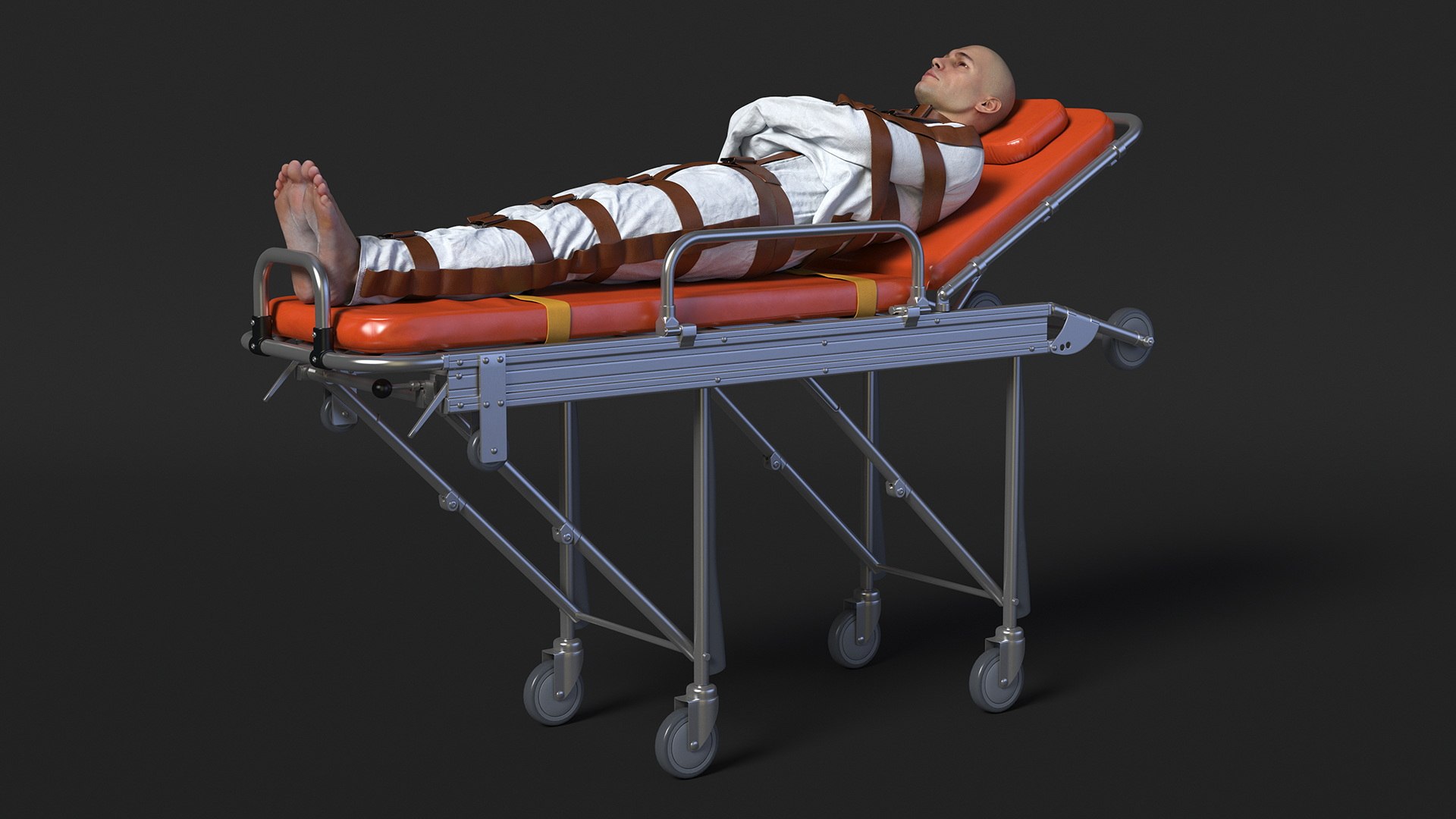 Patient In Straitjacket On Hospital Stretcher 3D Model - TurboSquid 2292416