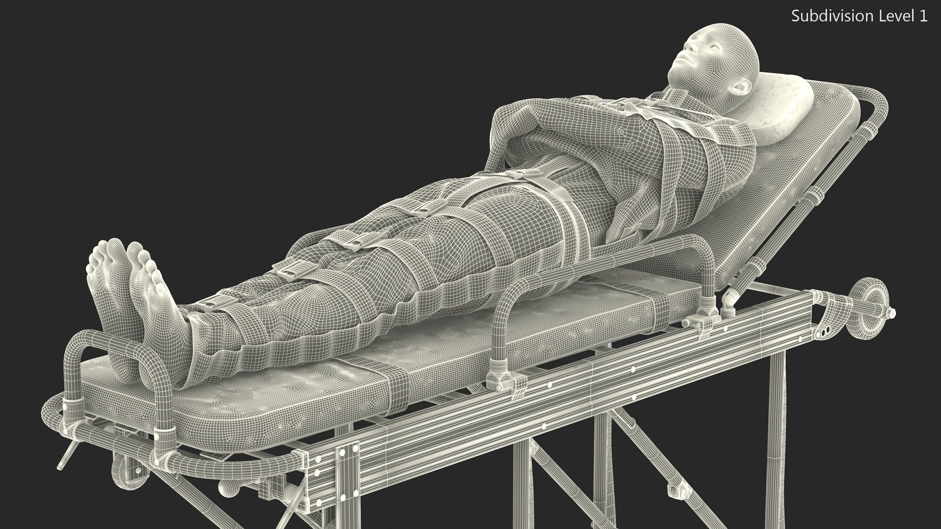 Patient In Straitjacket On Hospital Stretcher 3D Model - TurboSquid 2292416