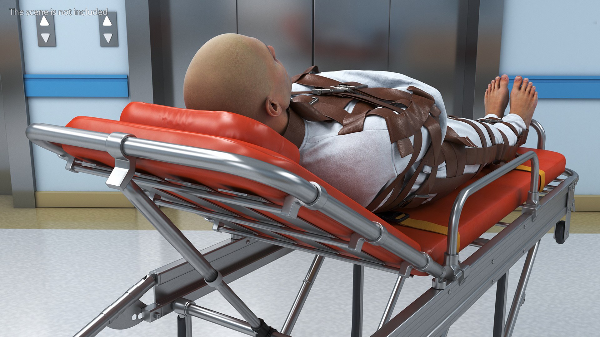 Patient In Straitjacket On Hospital Stretcher 3D Model - TurboSquid 2292416