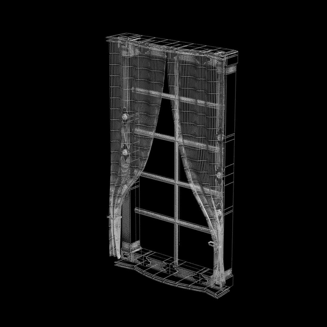 Window Wood Curtain 3d Model