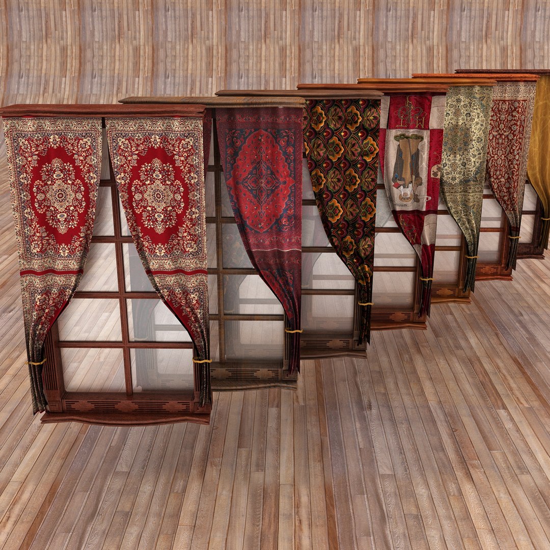 Window Wood Curtain 3d Model