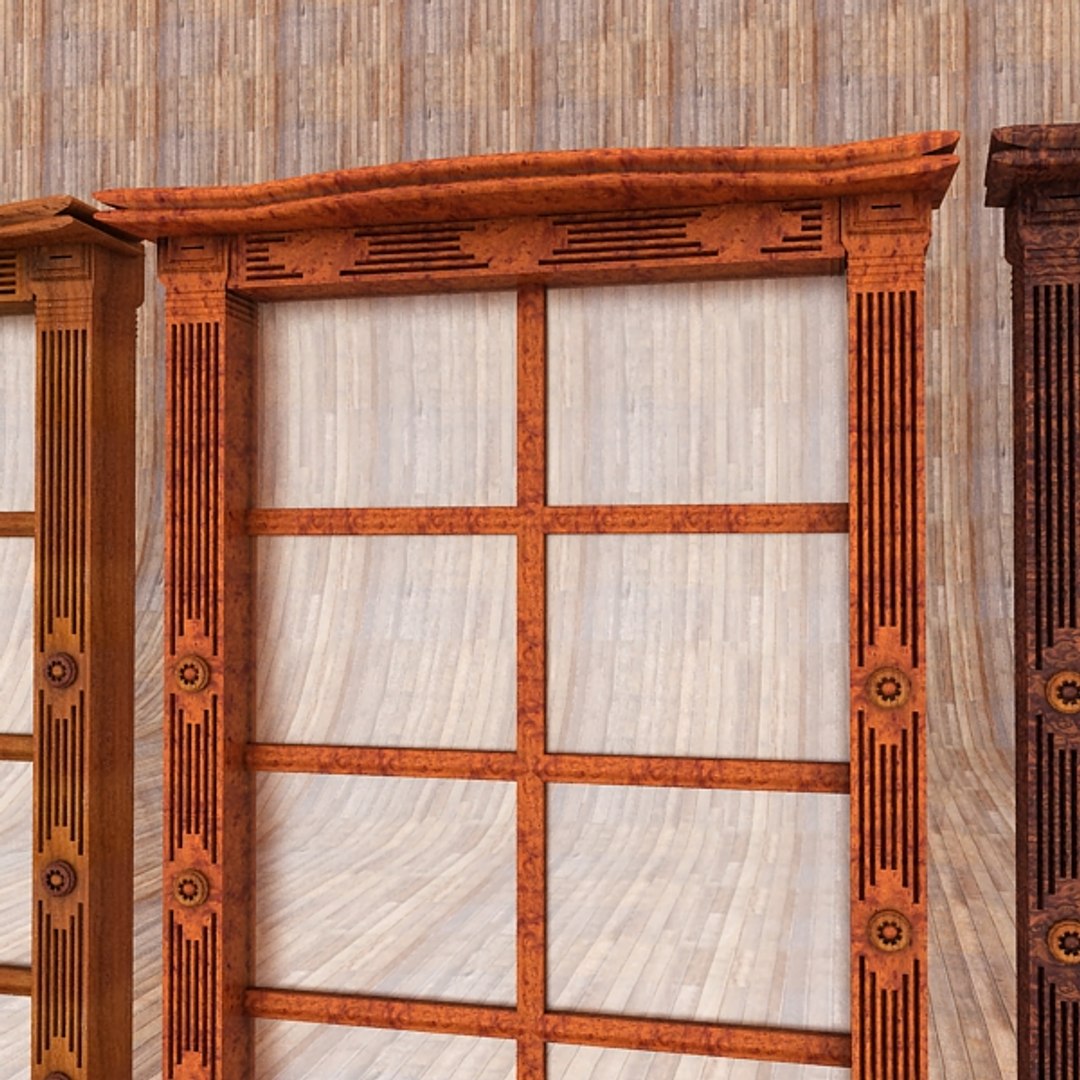 Window Wood Curtain 3d Model