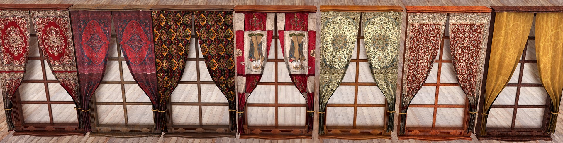 Window Wood Curtain 3d Model