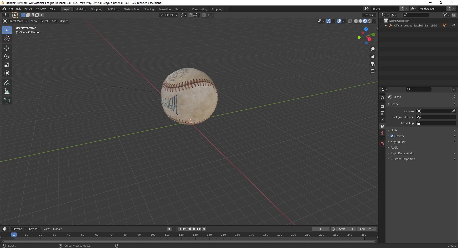 3D Official League Baseball Ball 1920 Model - TurboSquid 2071259