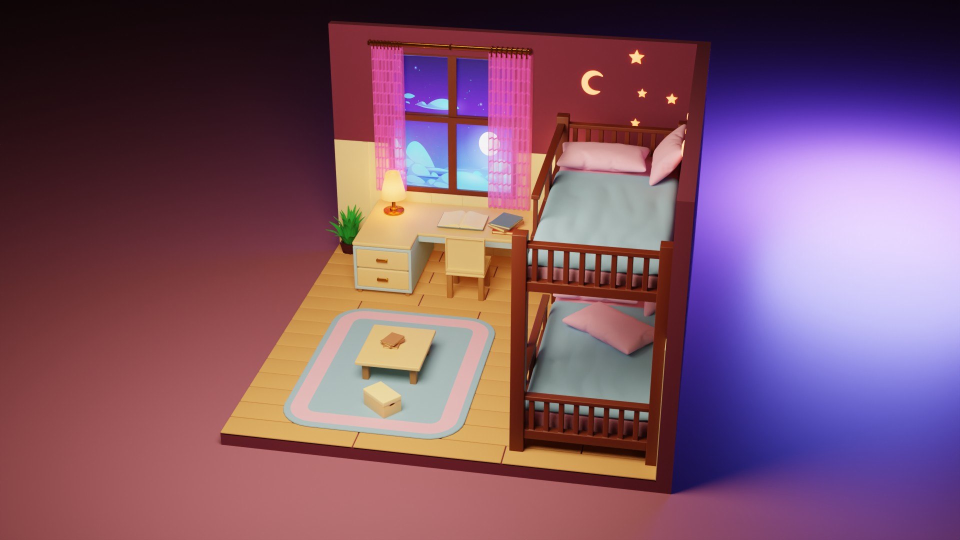 3D Isometric Bedroom Design - TurboSquid 2208923