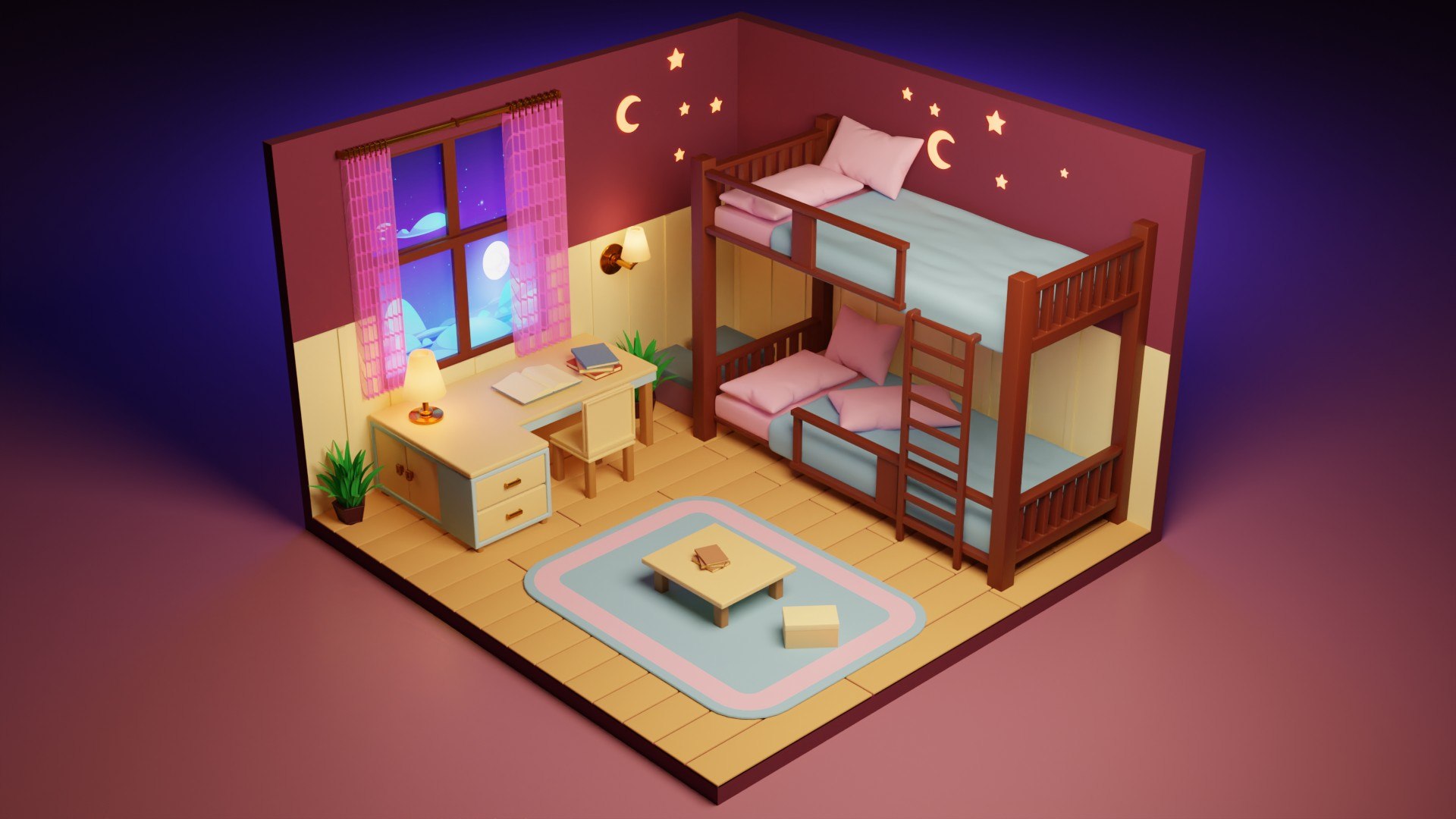 3D Isometric Bedroom Design - TurboSquid 2208923