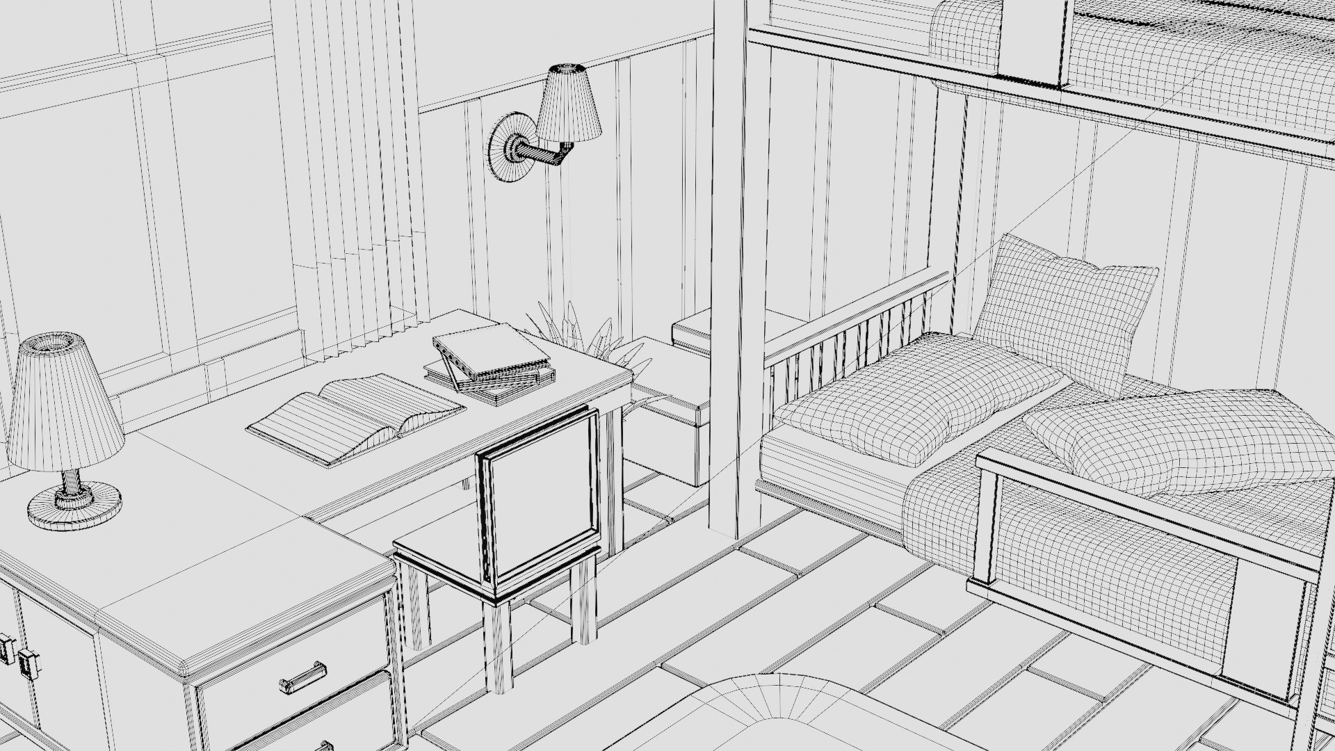 3D Isometric Bedroom Design - TurboSquid 2208923