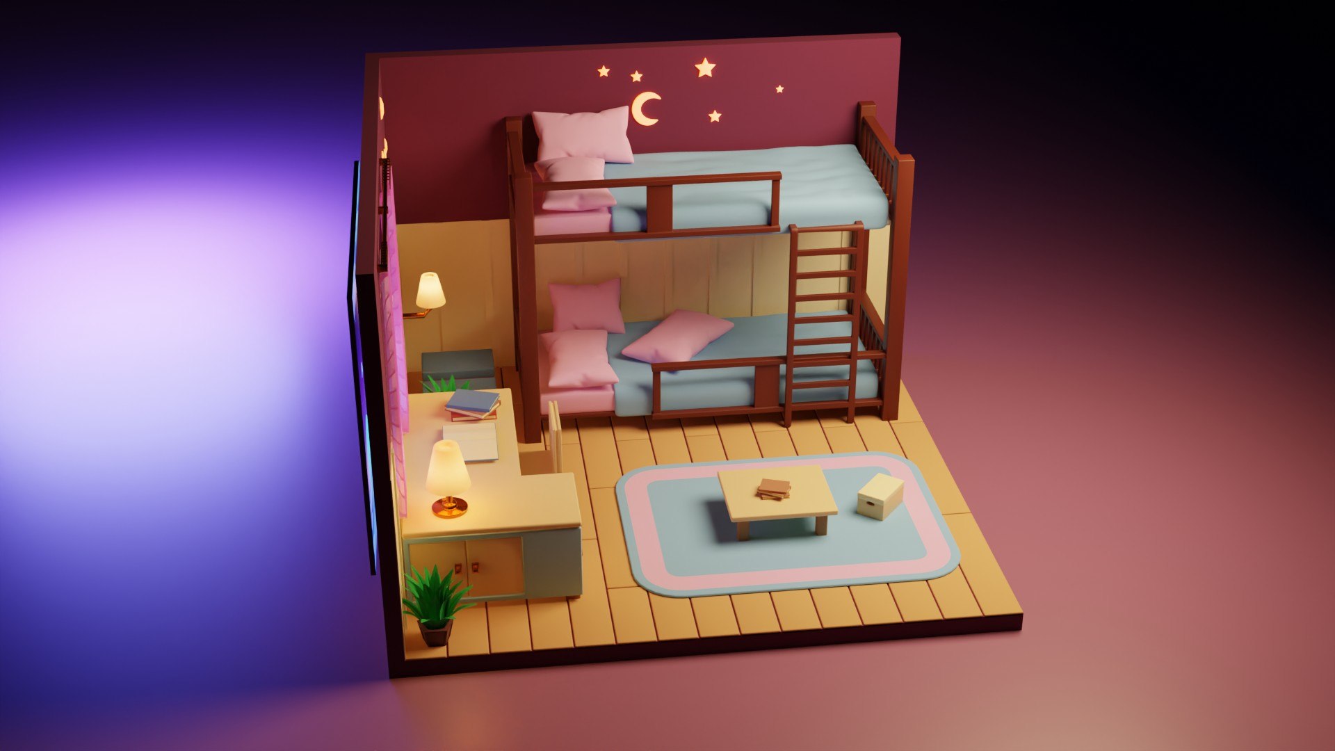 3D Isometric Bedroom Design - TurboSquid 2208923