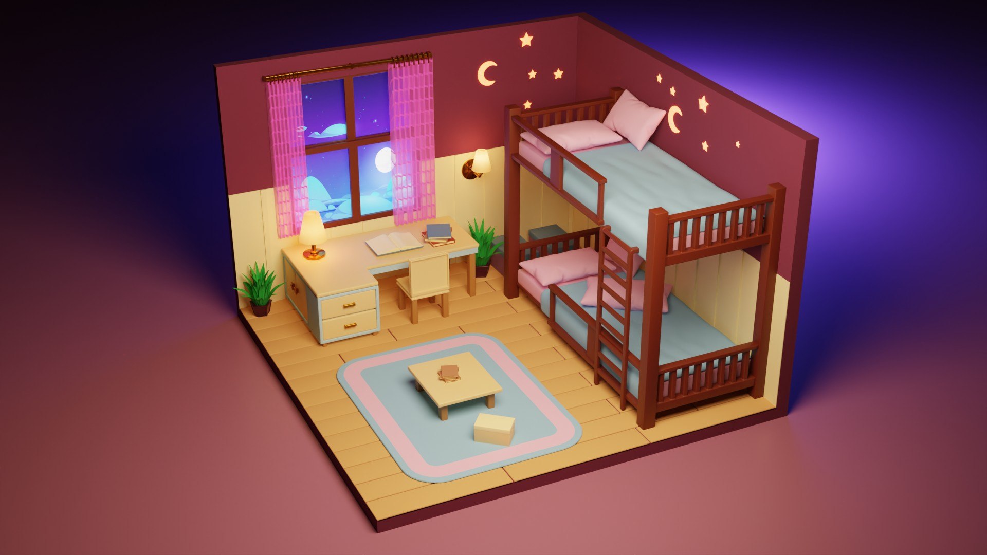 3D Isometric Bedroom Design - TurboSquid 2208923
