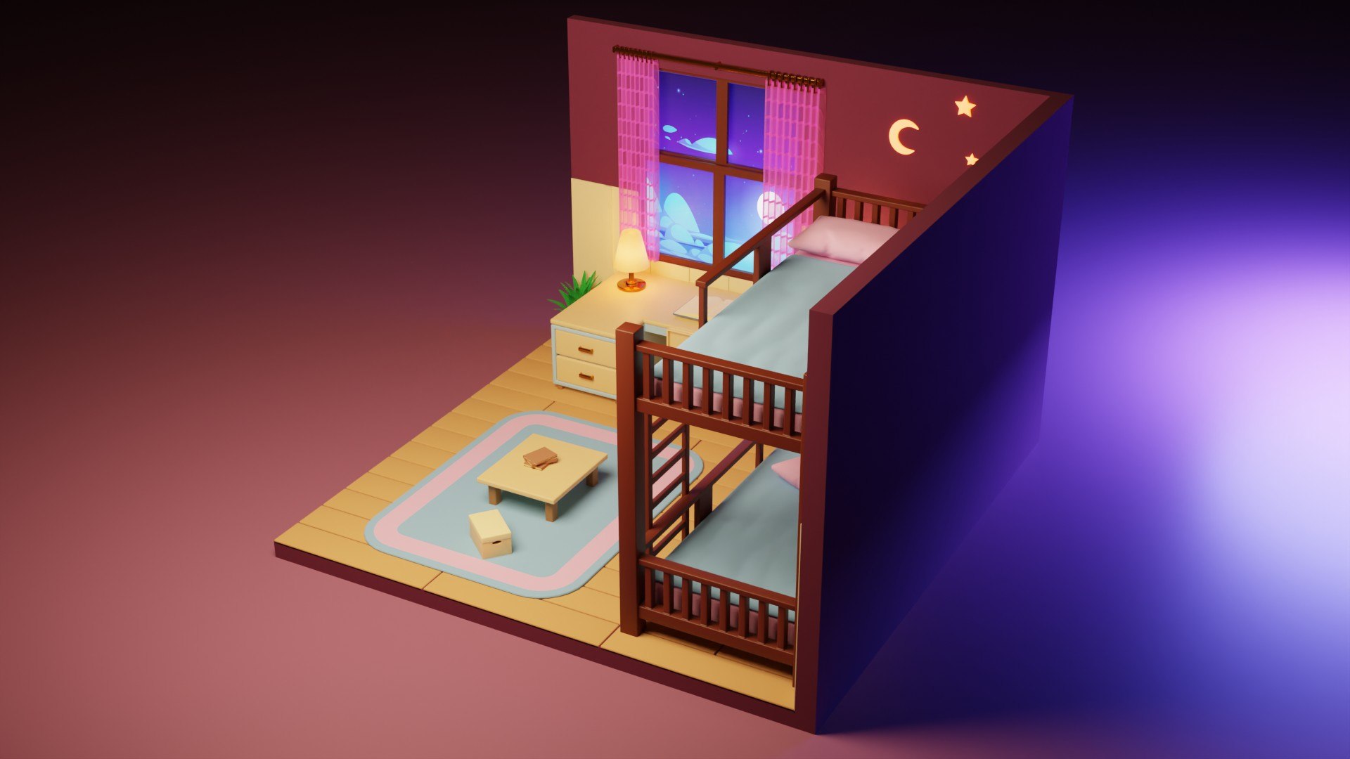 3D Isometric Bedroom Design - TurboSquid 2208923