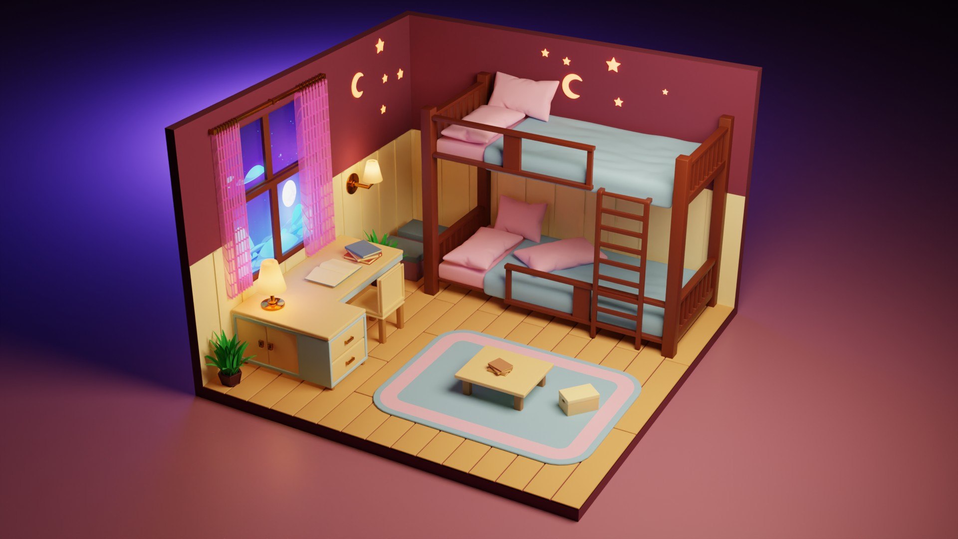 3D Isometric Bedroom Design - TurboSquid 2208923