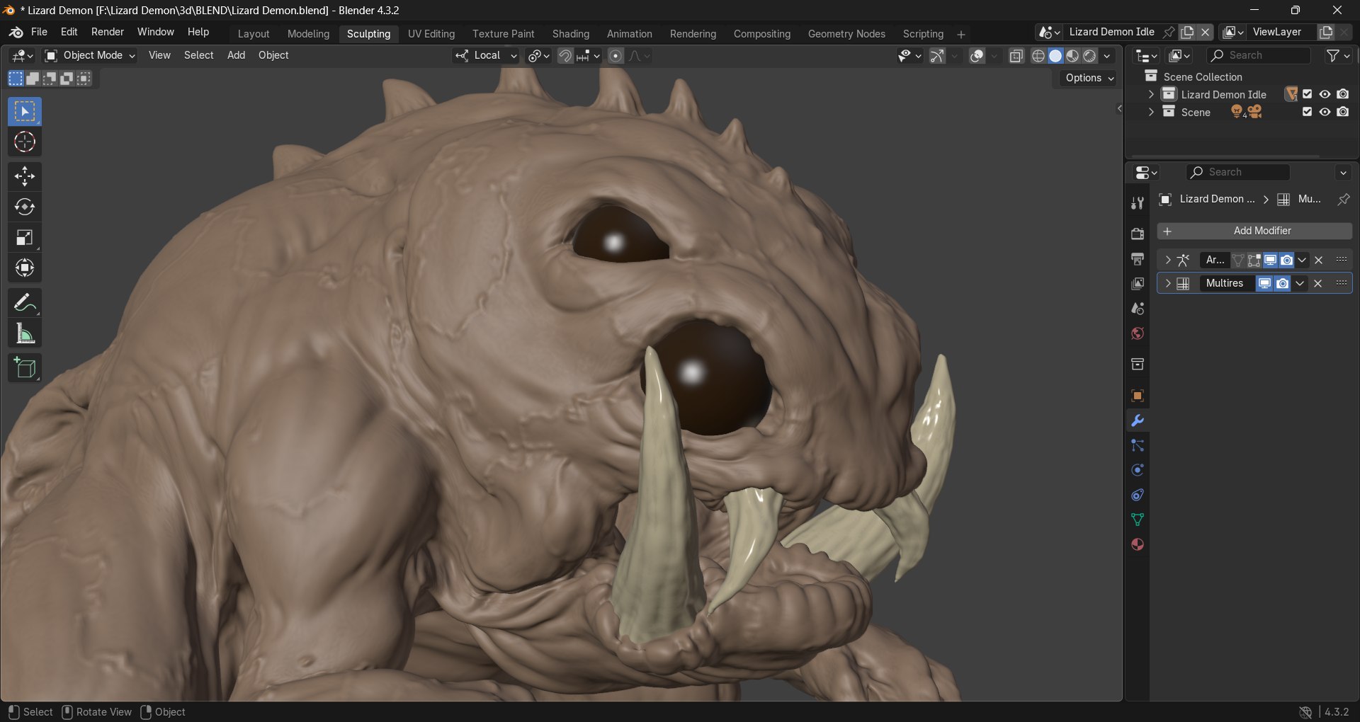 3D Model Lizard Demon Blender - TurboSquid 2396892