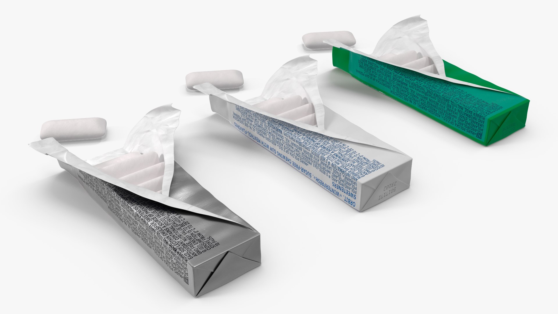 3D Orbit Chewing Gum Assorted Open With Pads - TurboSquid 2044757