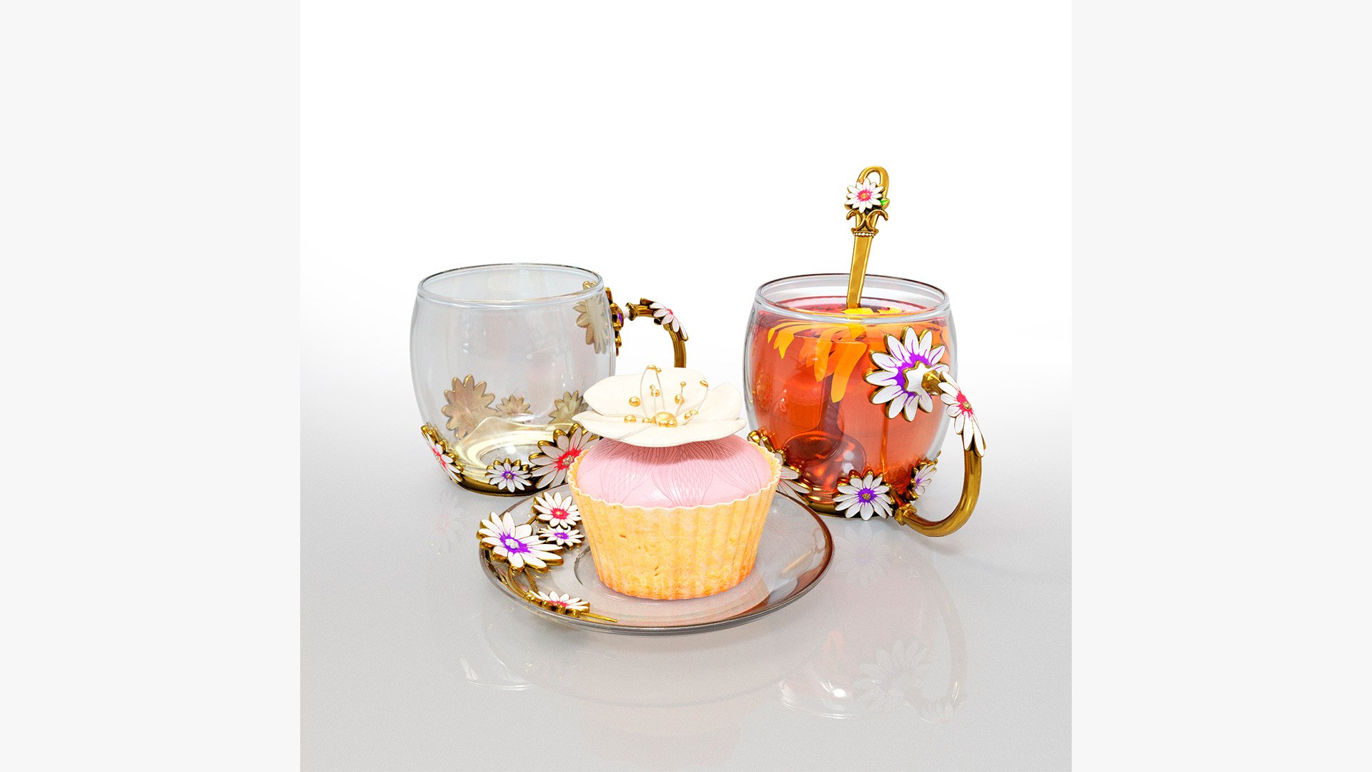 Handmade Tea Set Collection Model - TurboSquid 1956077