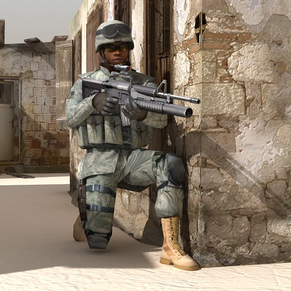 3d model soldiers m16 m4