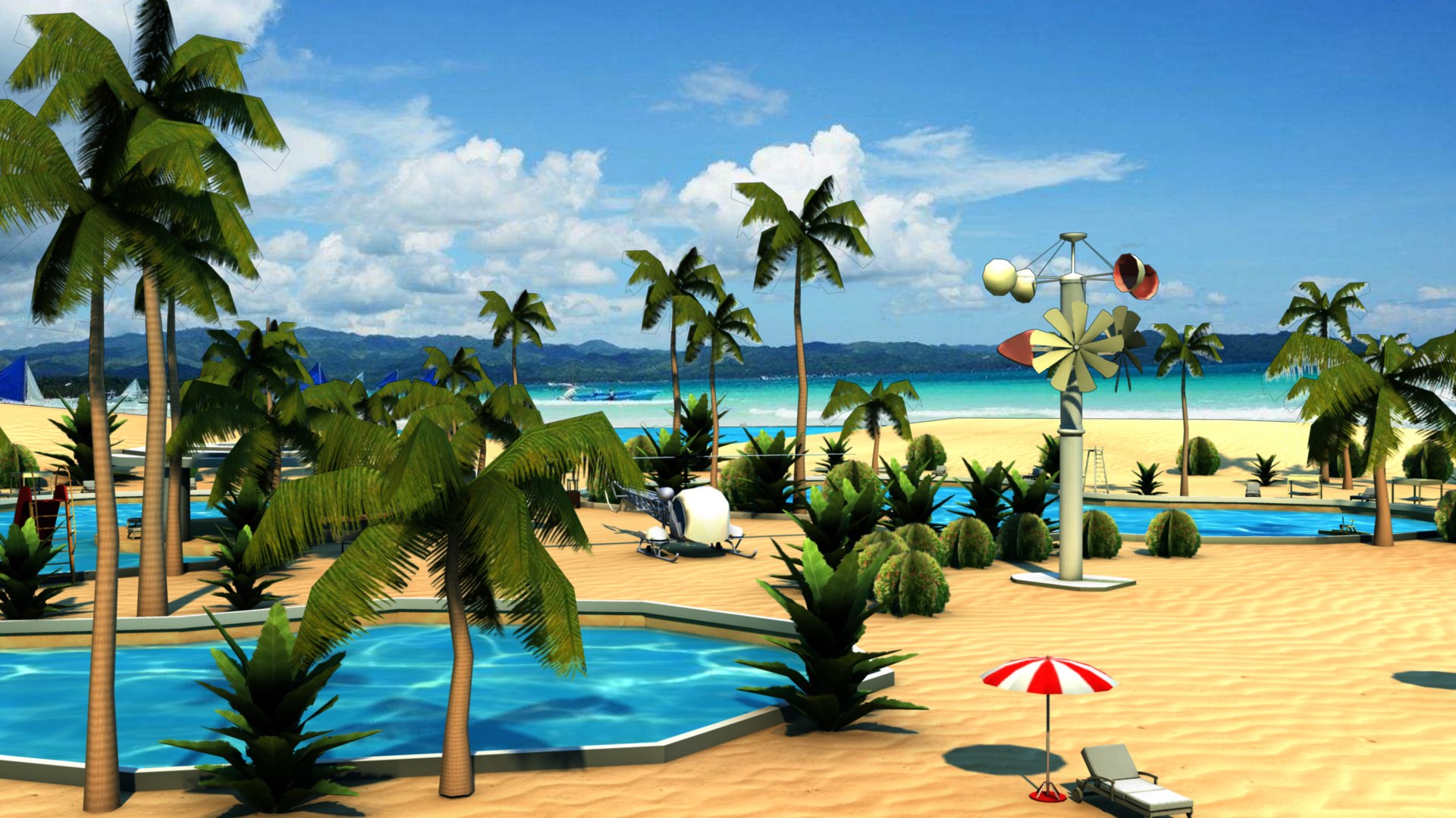 Beach Resort In Oasis 3D Model - TurboSquid 1831590