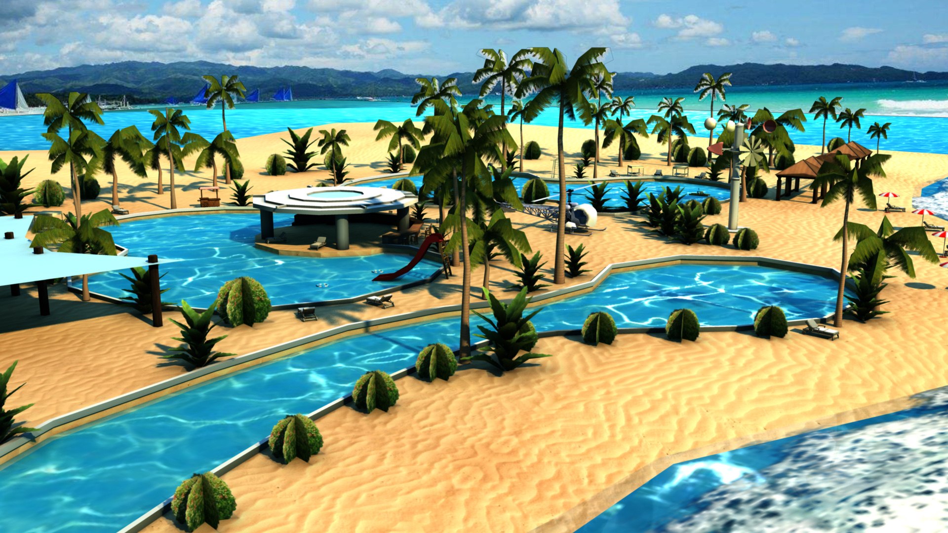 Beach Resort In Oasis 3D Model - TurboSquid 1831590