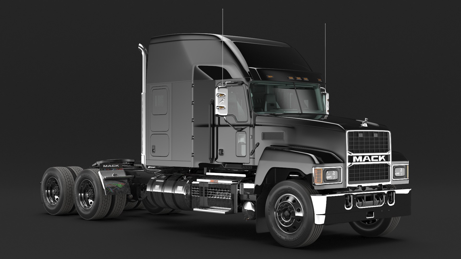 Mack Pinnacle 2025 Semi Truck Black Rigged 3D Model - TurboSquid 2297577