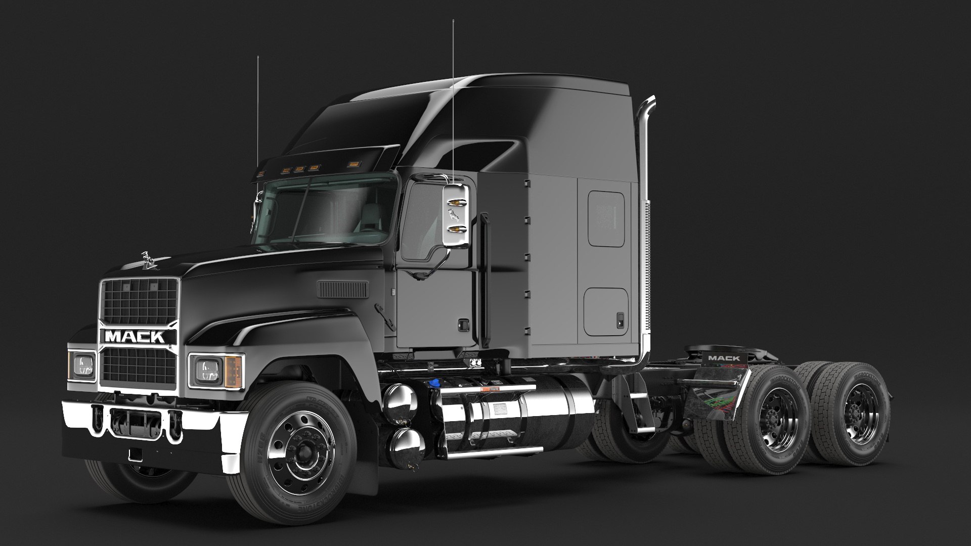 Mack Pinnacle 2025 Semi Truck Black Rigged 3D Model - TurboSquid 2297577