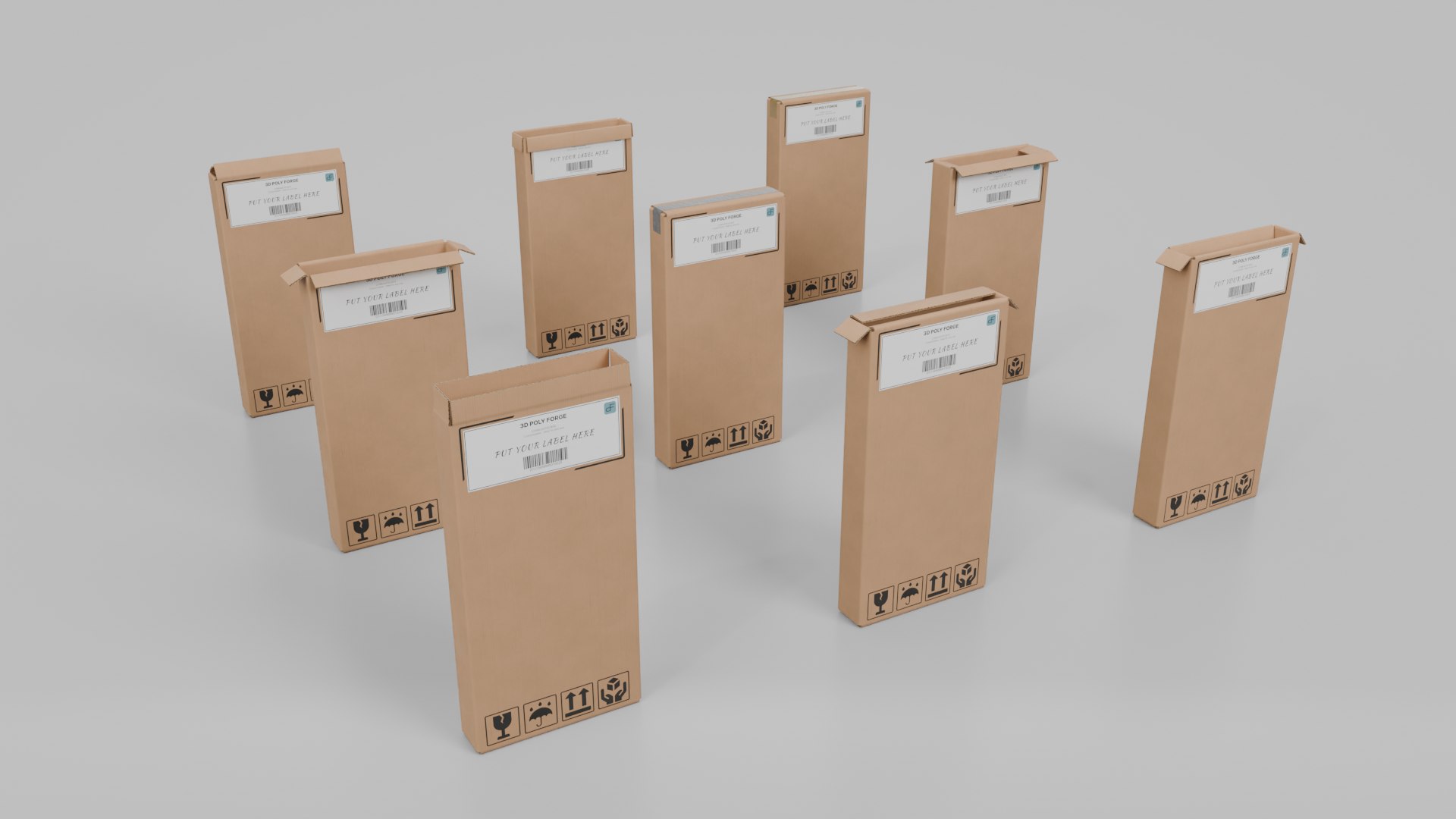 3D Model Compact Packaging Cardboard Boxes - Rigged And Customizable ...