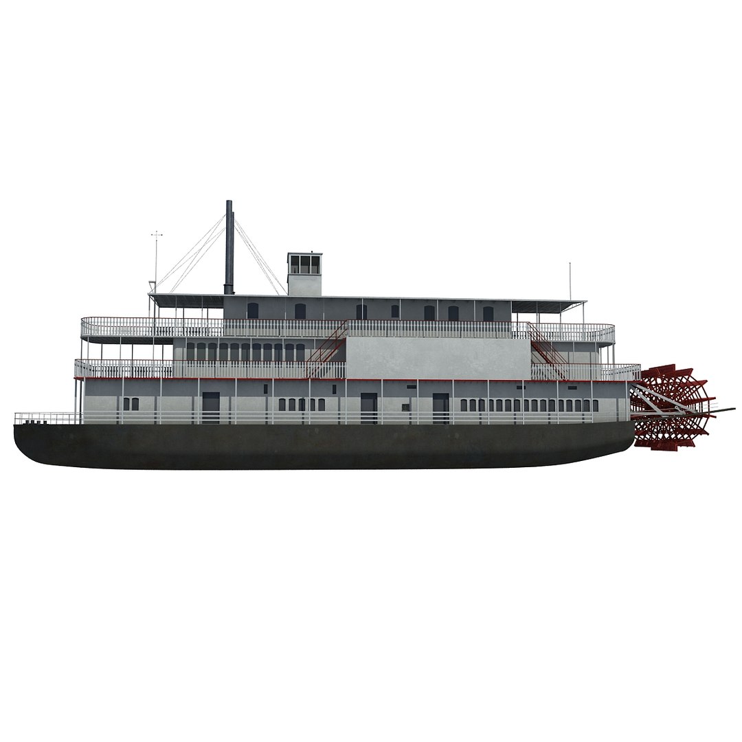 Historic Steam Boat 3d Model