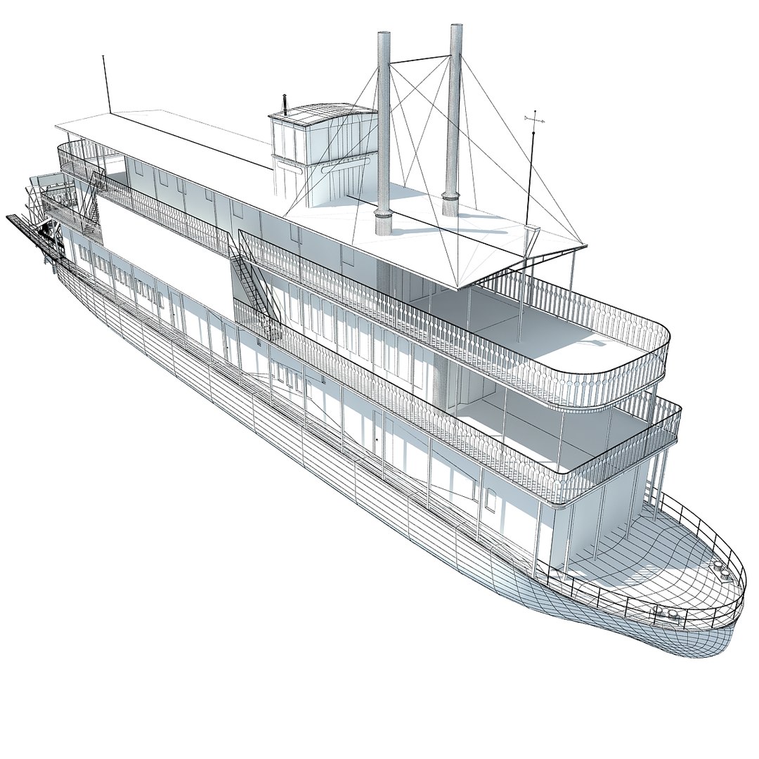 historic steam boat 3d model