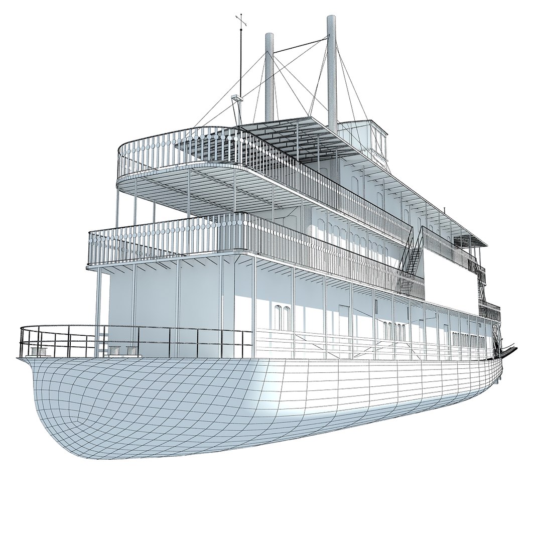 historic steam boat 3d model
