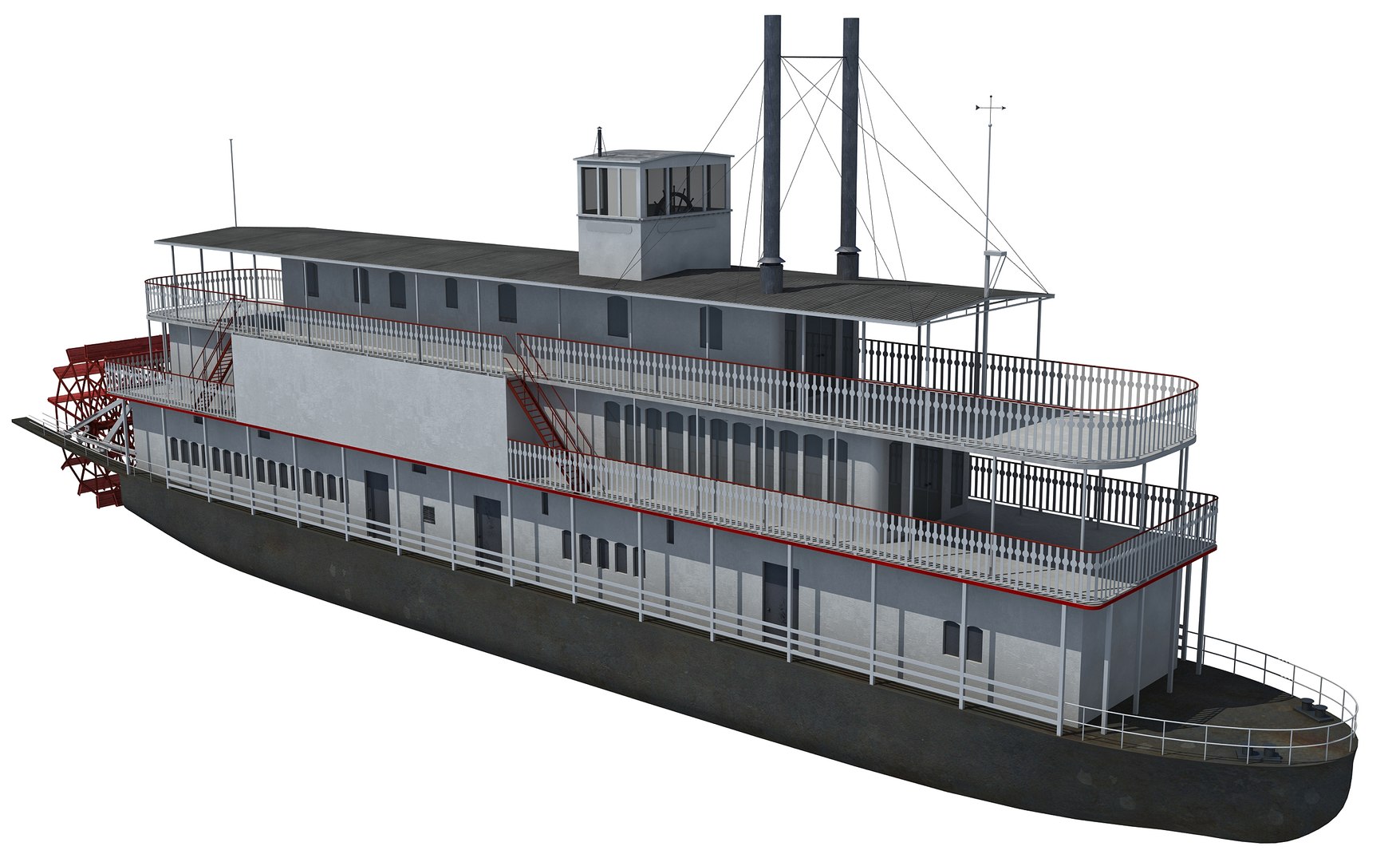 Historic Steam Boat 3d Model