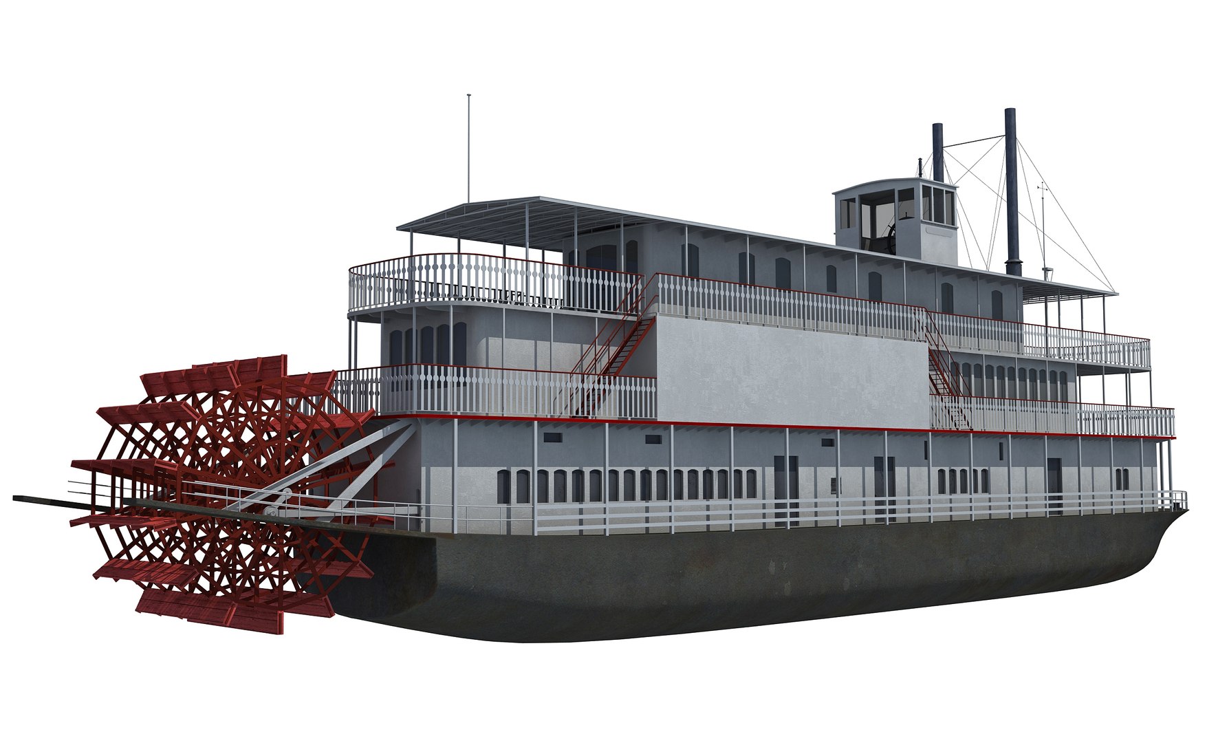 historic steam boat 3d model