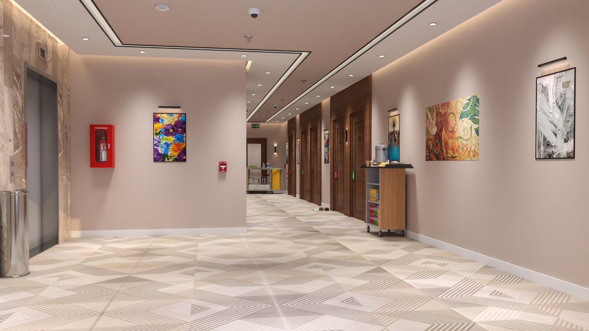 Interior Hotel Corridor Scene 02 model - TurboSquid 1879717