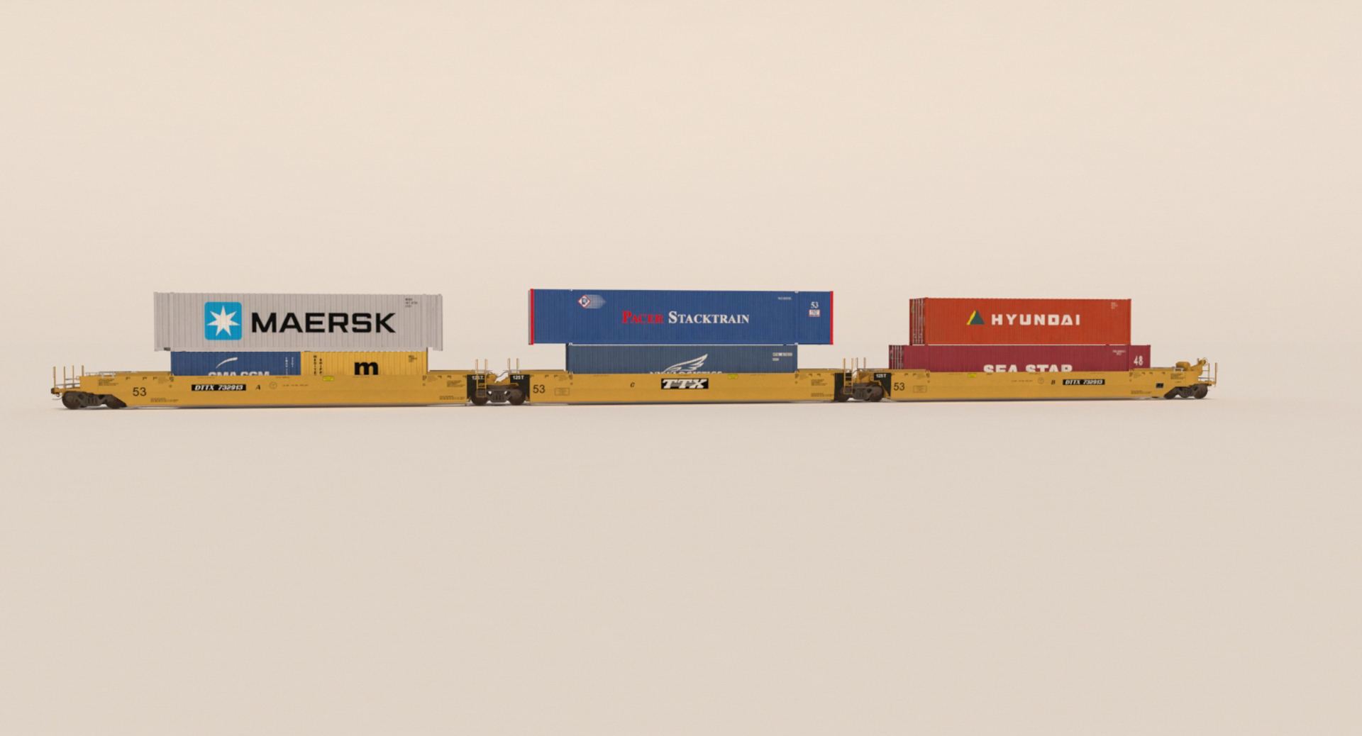 Double Stack S635 Containers 3d Model
