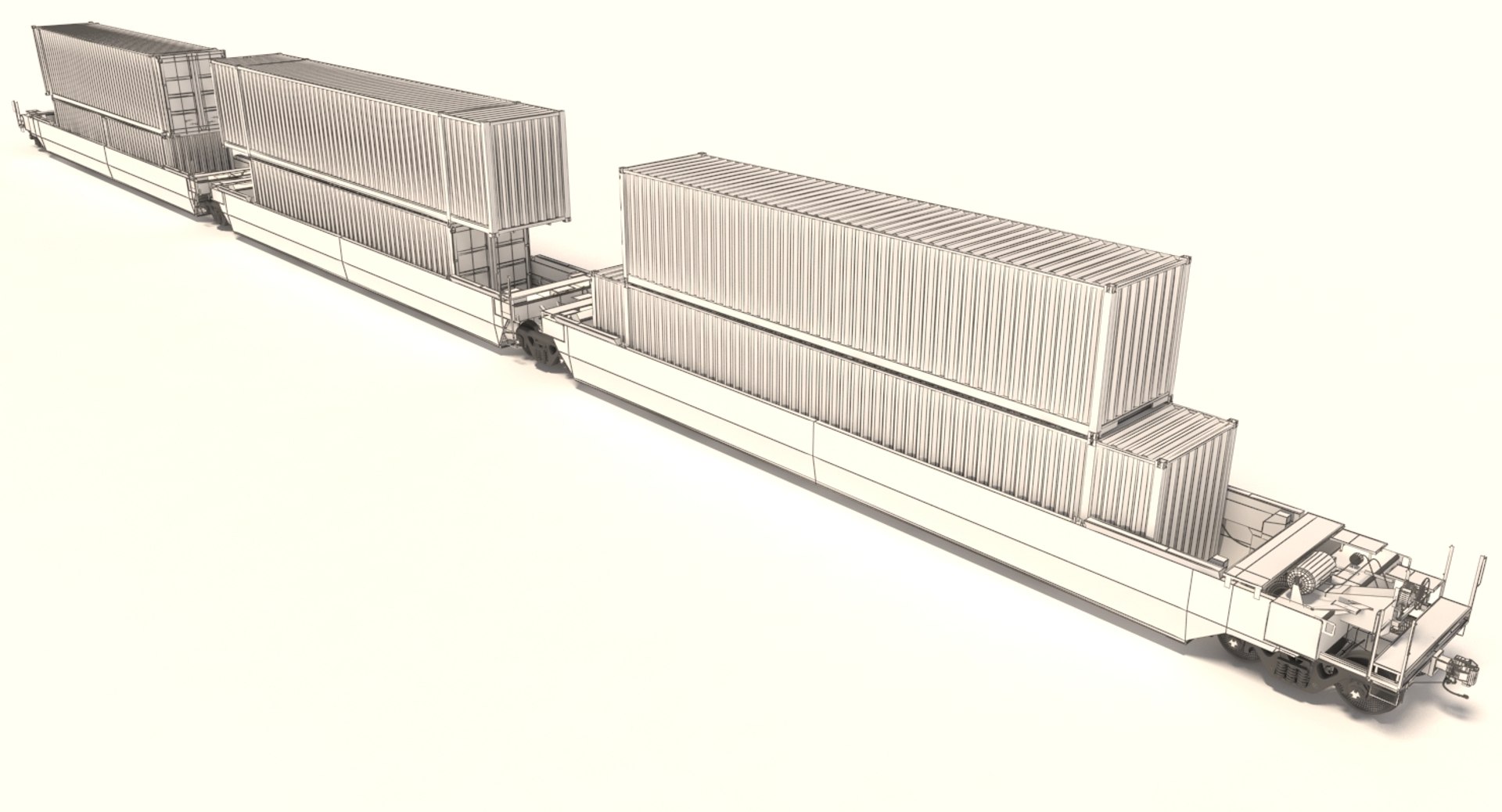 Double Stack S635 Containers 3d Model