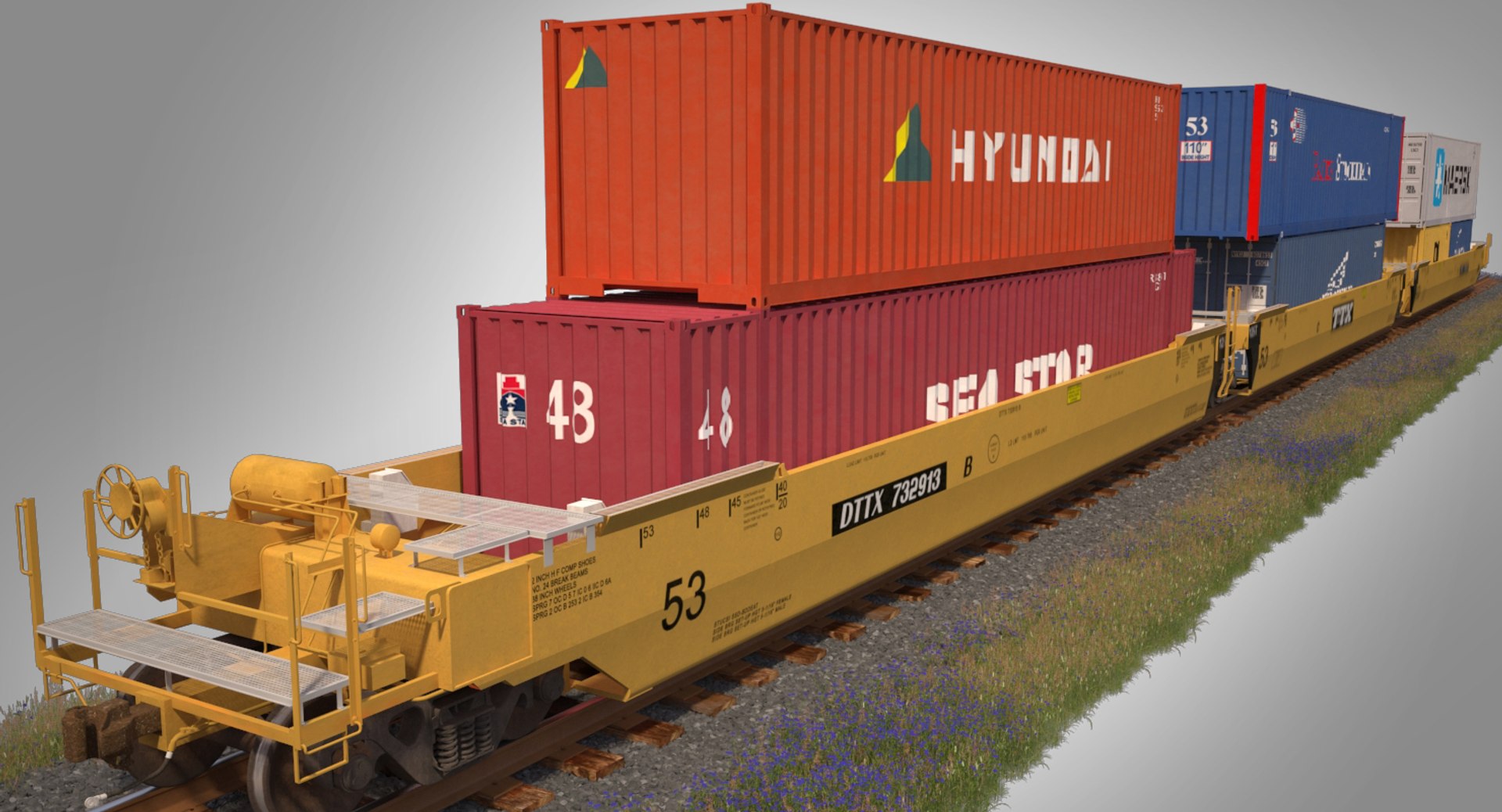 Double Stack S635 Containers 3d Model