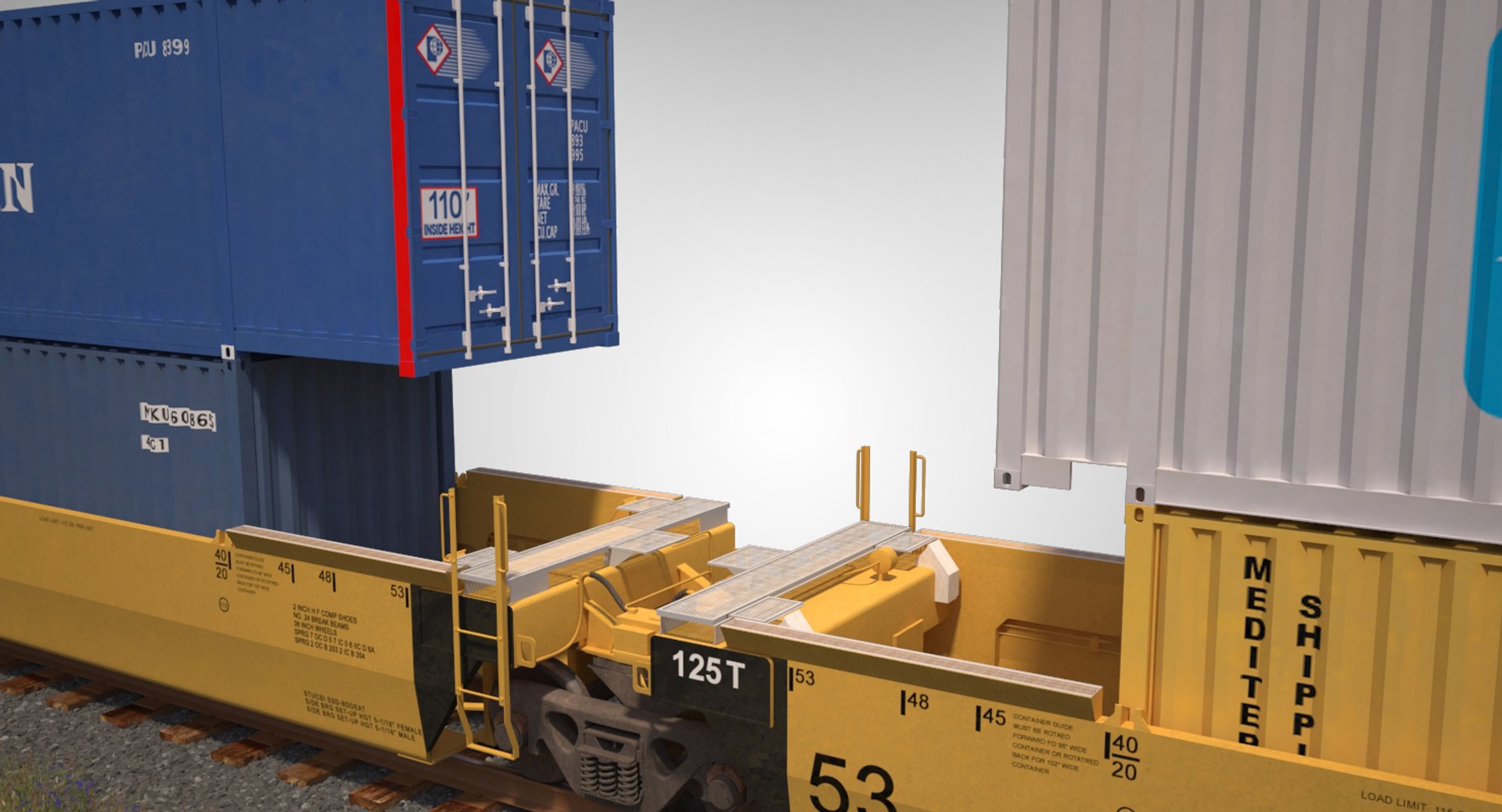 Double Stack S635 Containers 3d Model