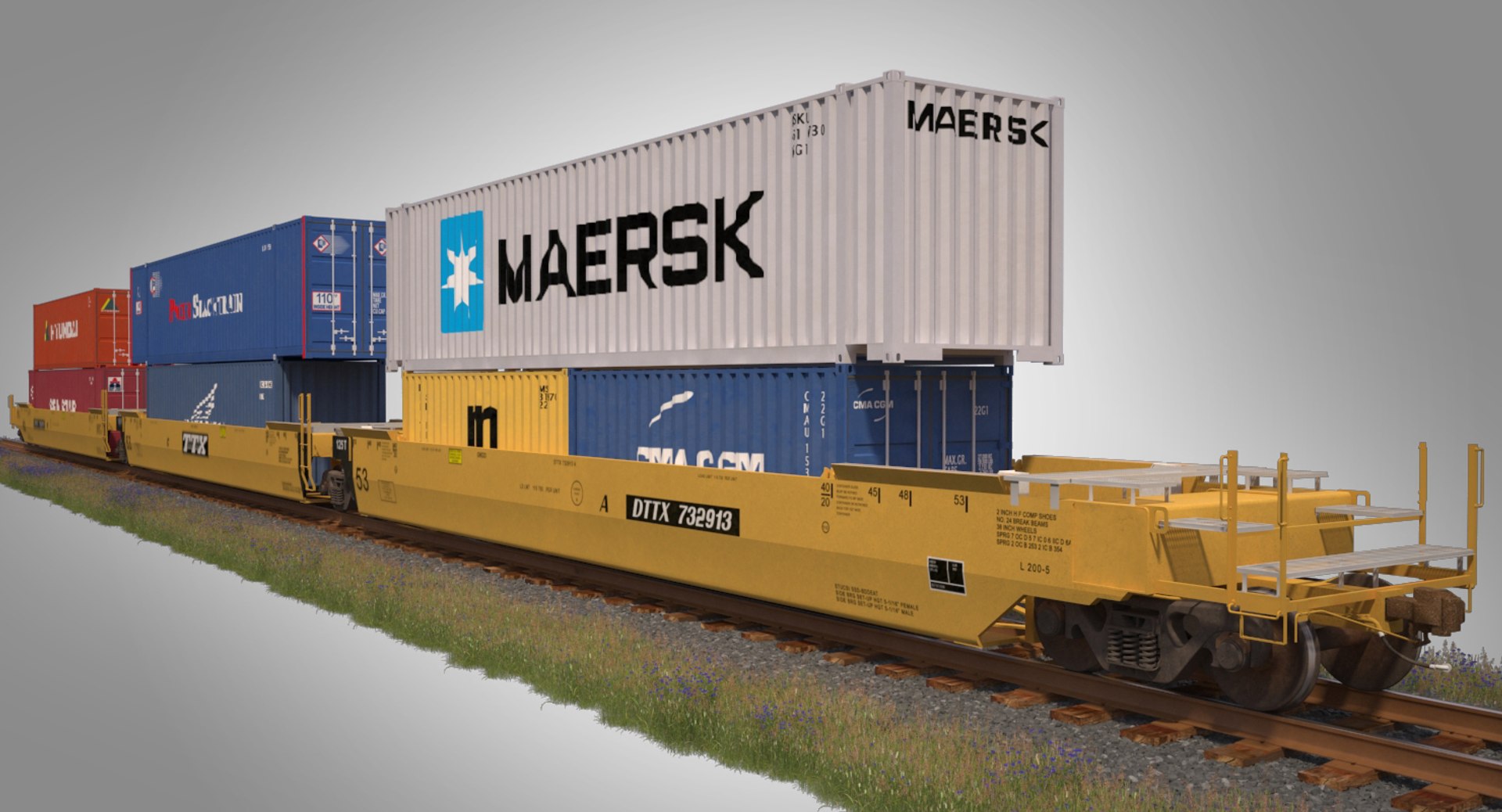 Double Stack S635 Containers 3d Model