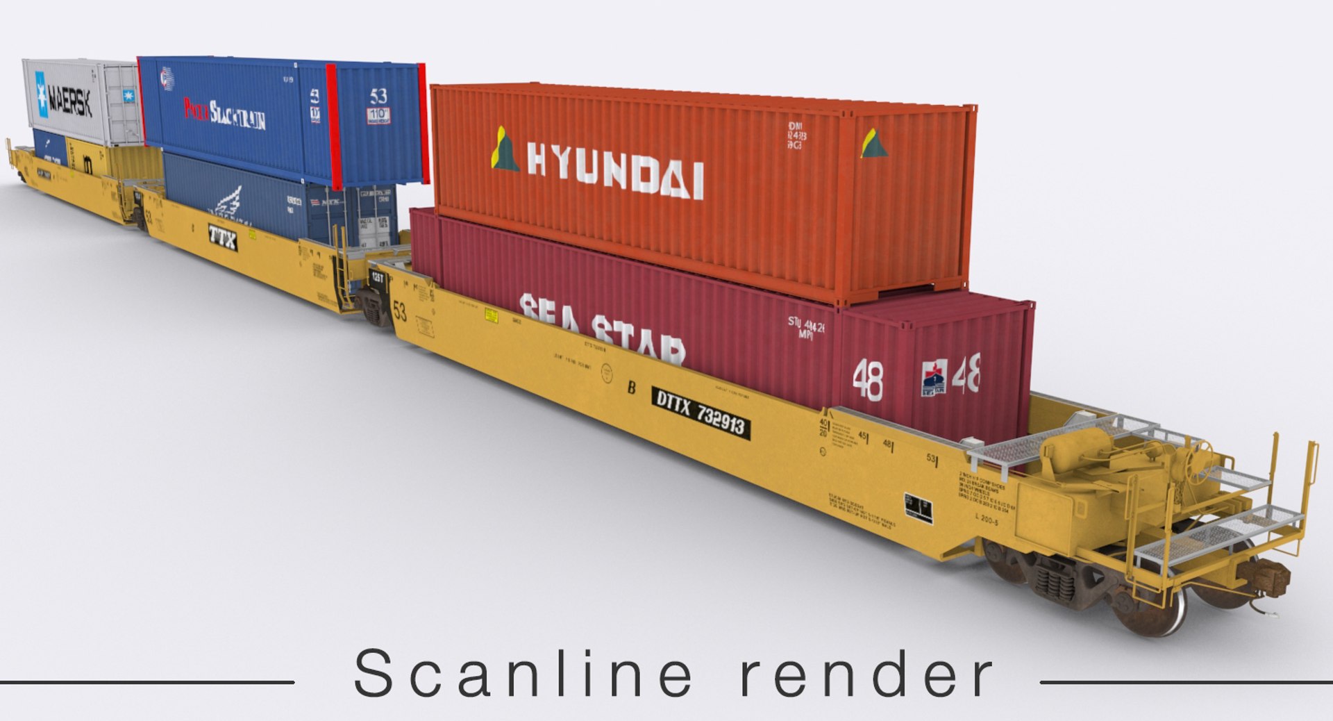 Double Stack S635 Containers 3d Model