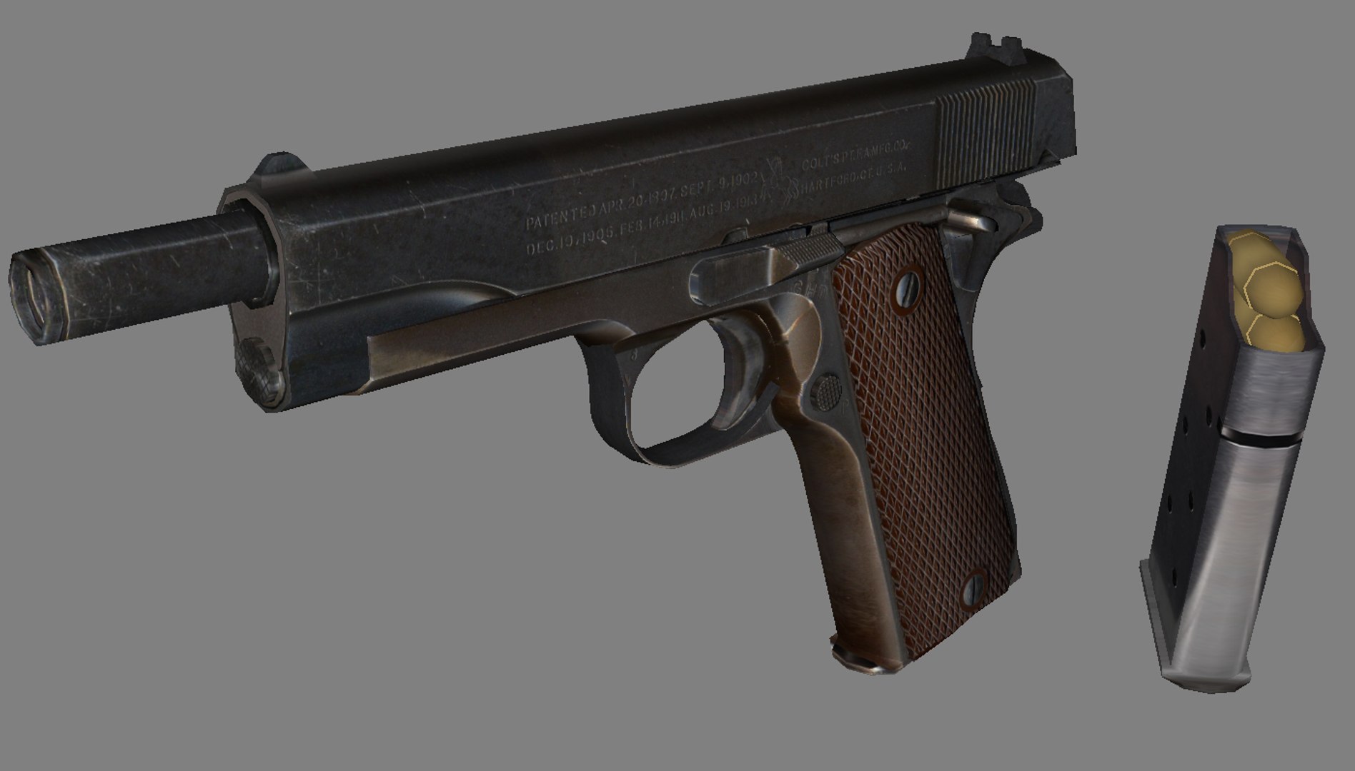 3d Model Ready Colt 1911 Pistol