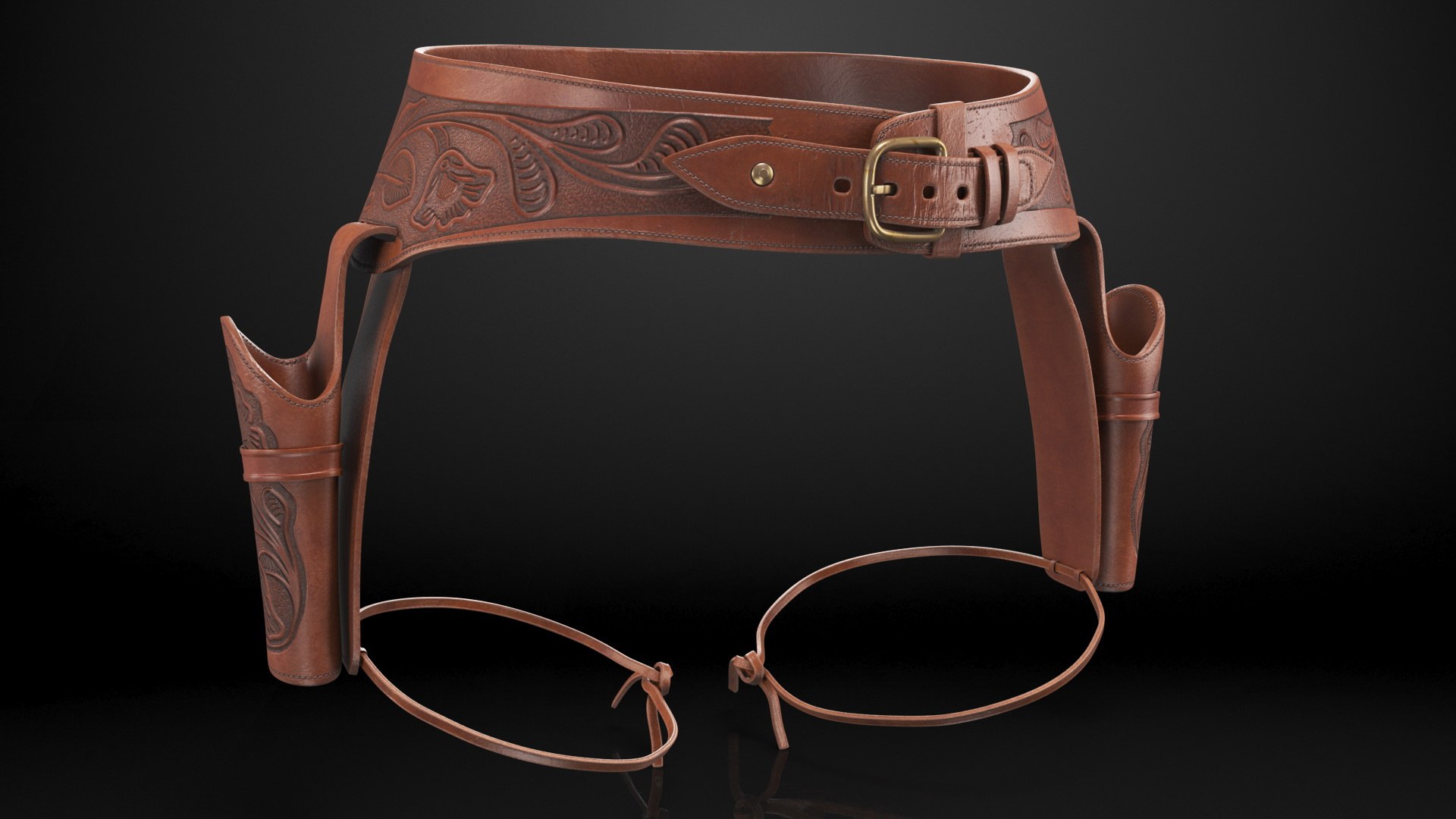 Leather Double Gun Belt 3D model - TurboSquid 1749928