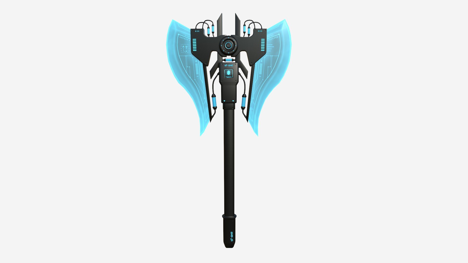SciFi War Axe B01 Black Blue - Sci Fi Weapon Design 3D Model ...