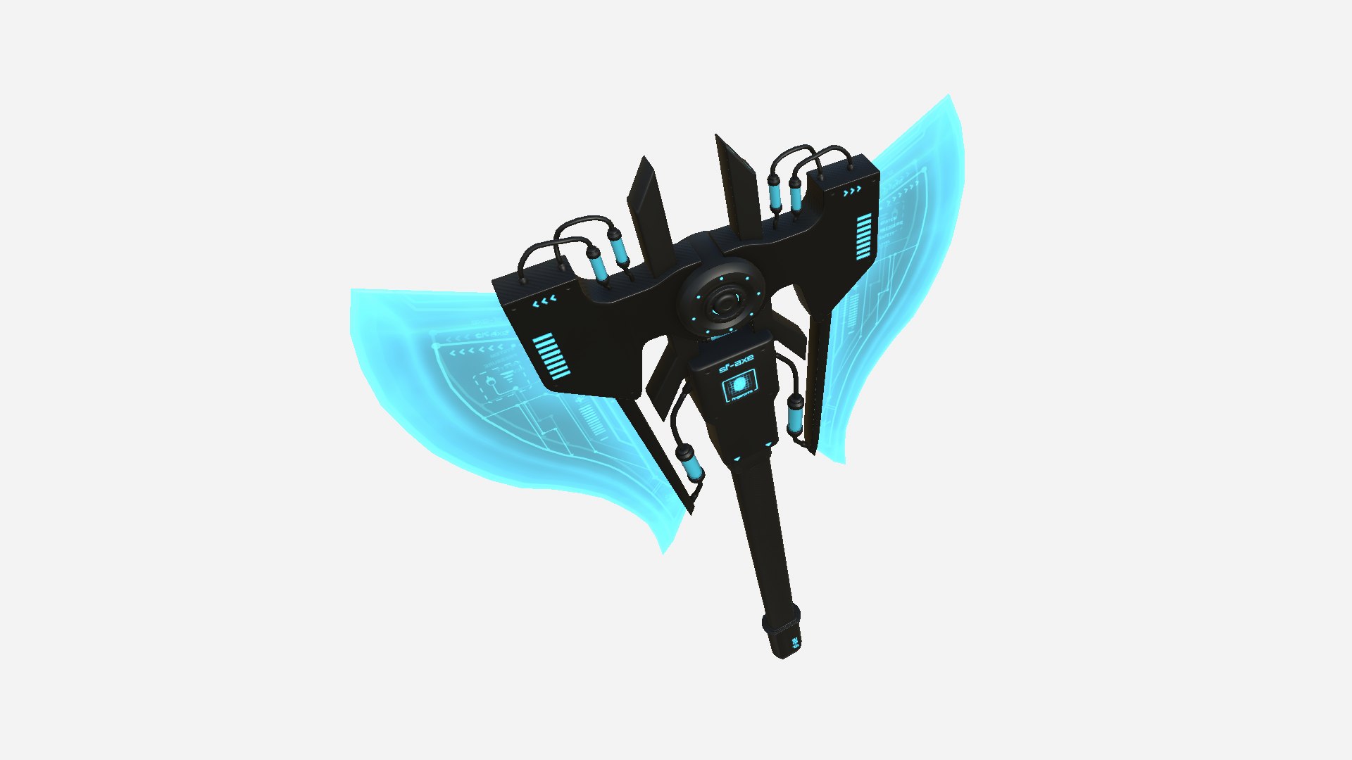 SciFi War Axe B01 Black Blue - Sci Fi Weapon Design 3D Model - TurboSquid 1979380