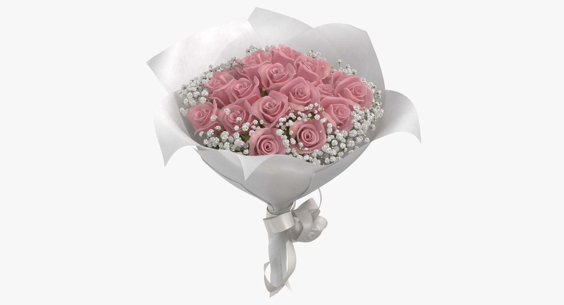Pink Rose Bouquet 01 3D Model - TurboSquid 1406366