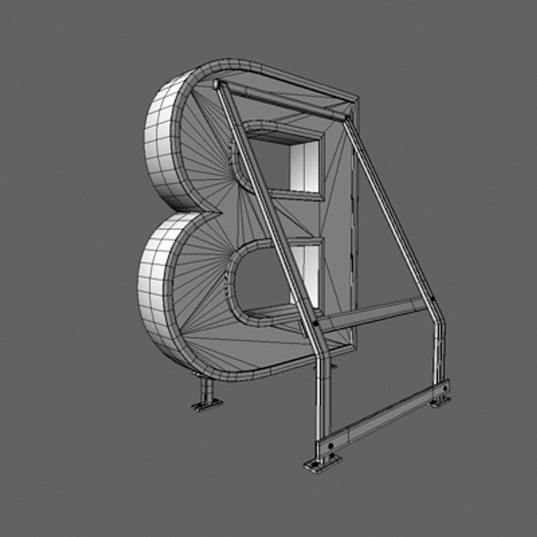 3d Model Neon Roof Sign Alphabet