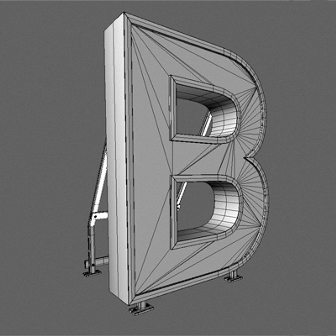 3d Model Neon Roof Sign Alphabet
