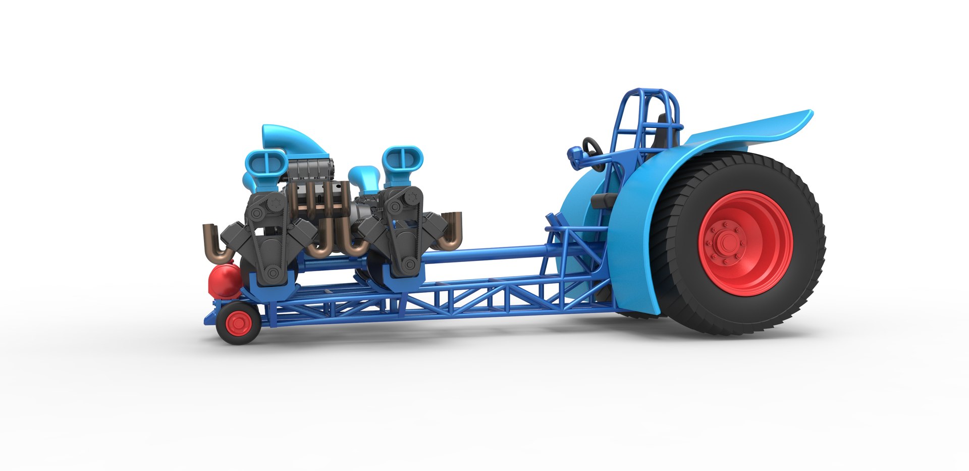 3D Model Diecast Pulling Tractor With 5 Engines V8 Version 3 Scale 1 To ...