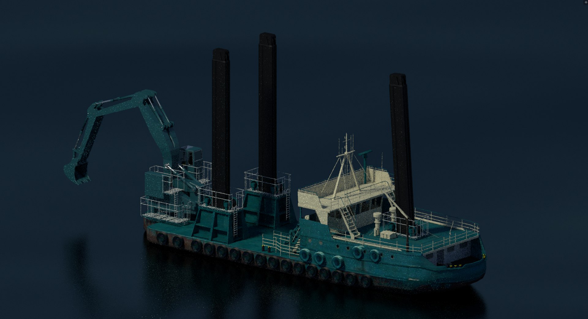 3d Dredger Barge