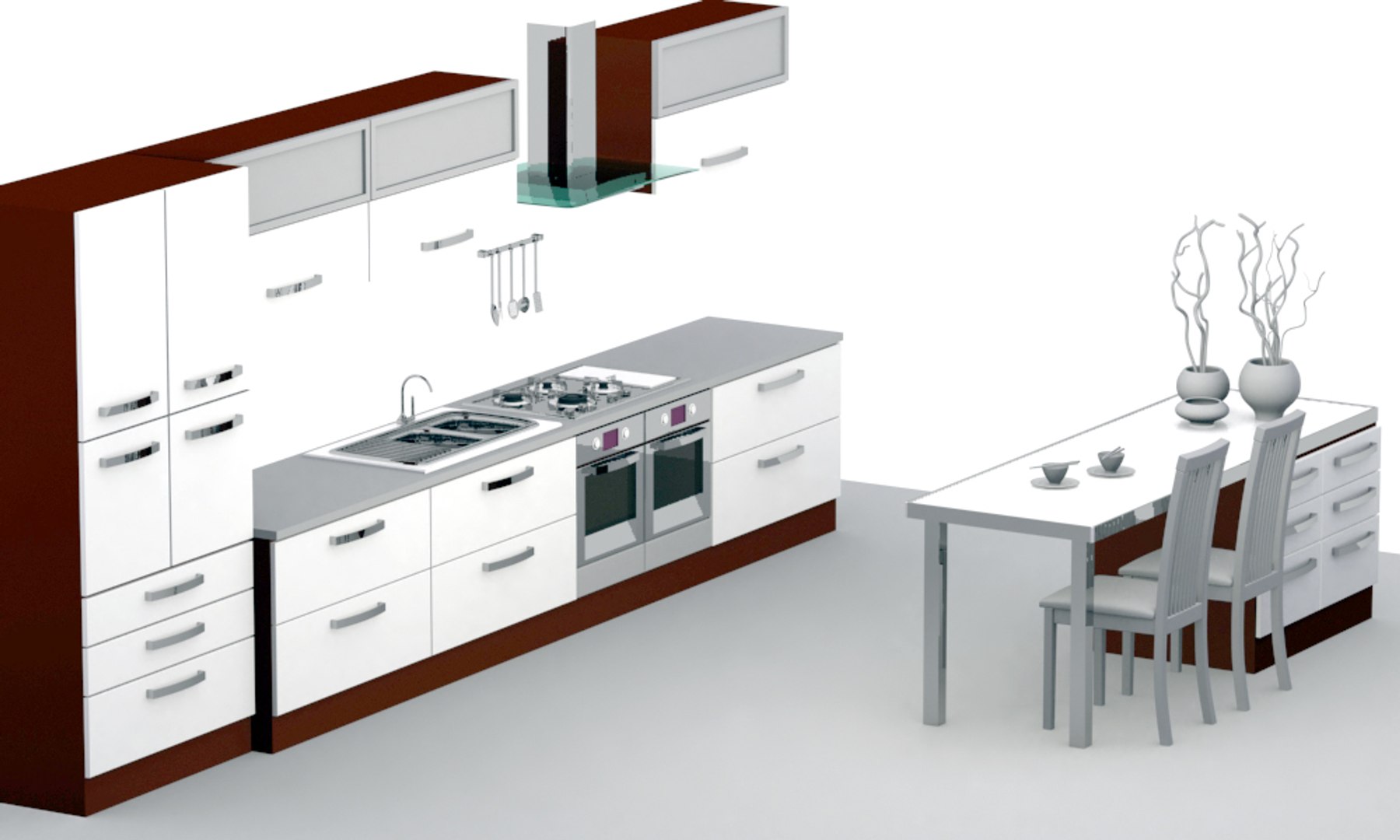 3d modern kitchen modular
