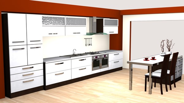 3d modern kitchen modular