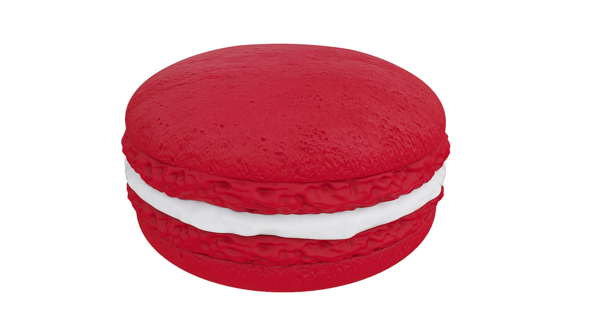 Red Macaroon With White Cream 3D - TurboSquid 1899539